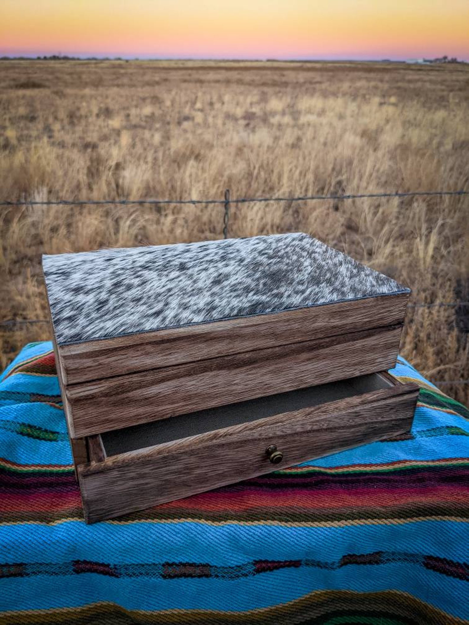 Cowhide Wooden Jewelry Box Western Jewelry Box Jewelry - Etsy