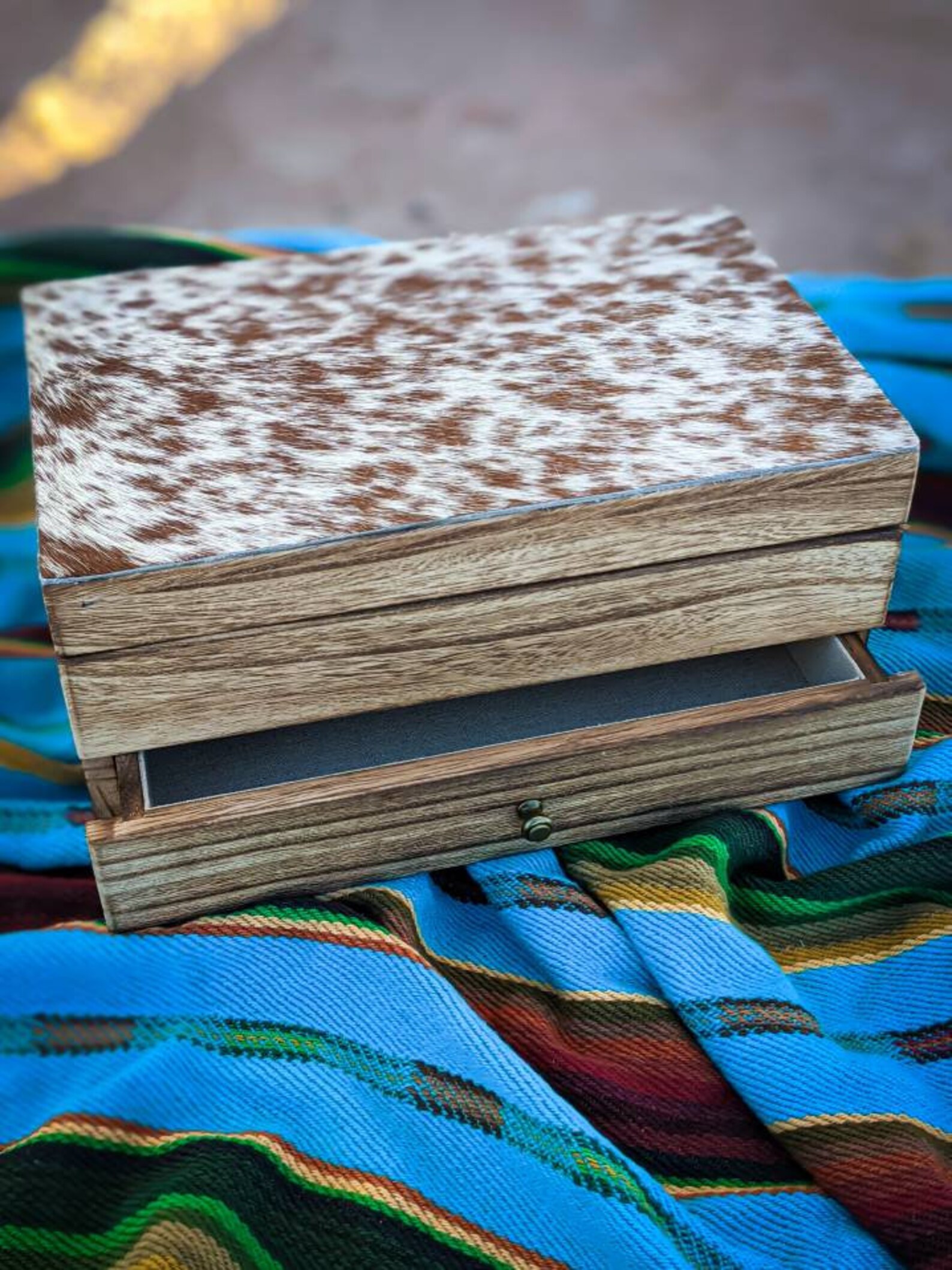 Cowhide Wooden Jewelry Box Western Jewelry Box Jewelry - Etsy