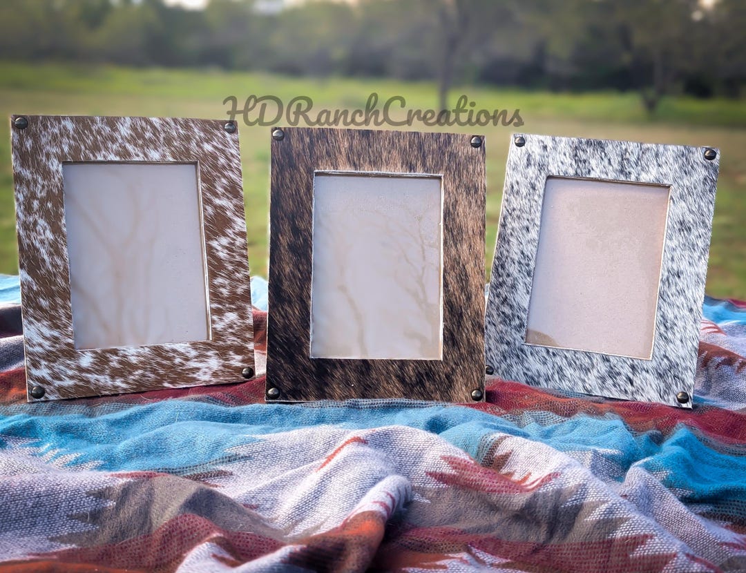 Cowhide Wooden Photo Frames - Etsy