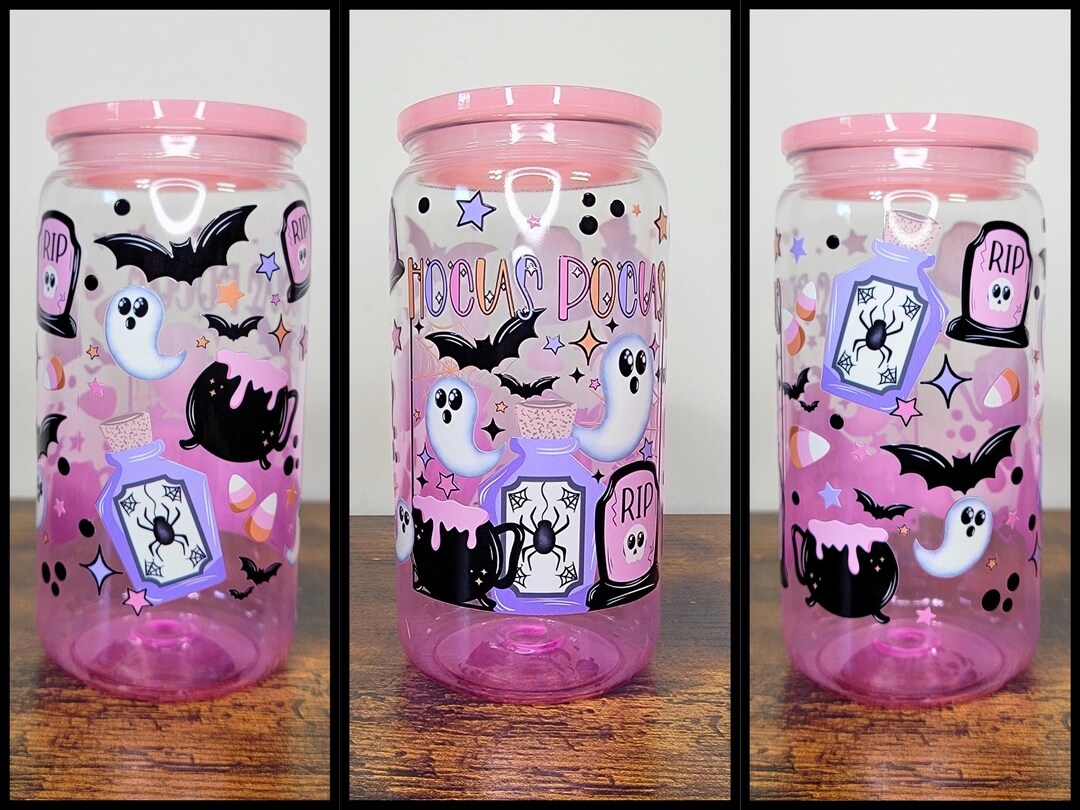 Pink Halloween Hocus Pocus Plastic Libbey Glass Cute Hocus Pocus Cup UV ...