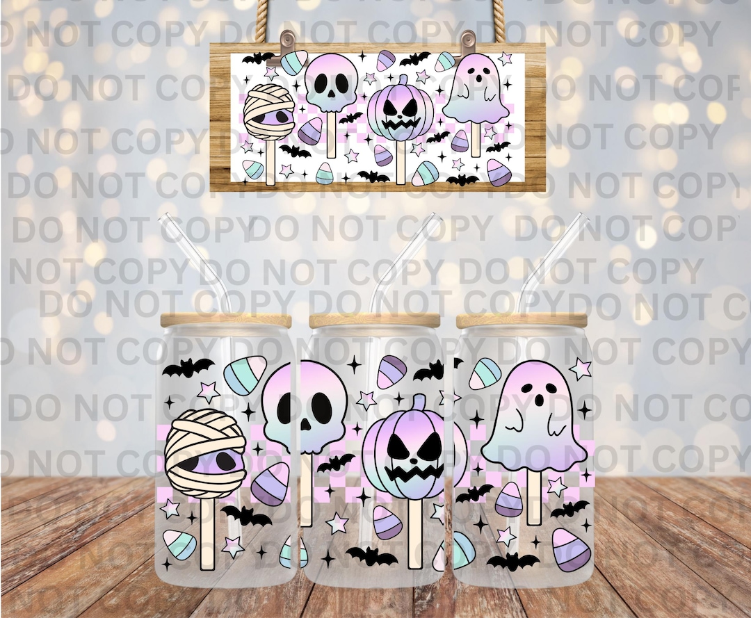 Cute Halloween Popsicle on Libbey Glass Ghost Mummy Skull and Pumpkin ...