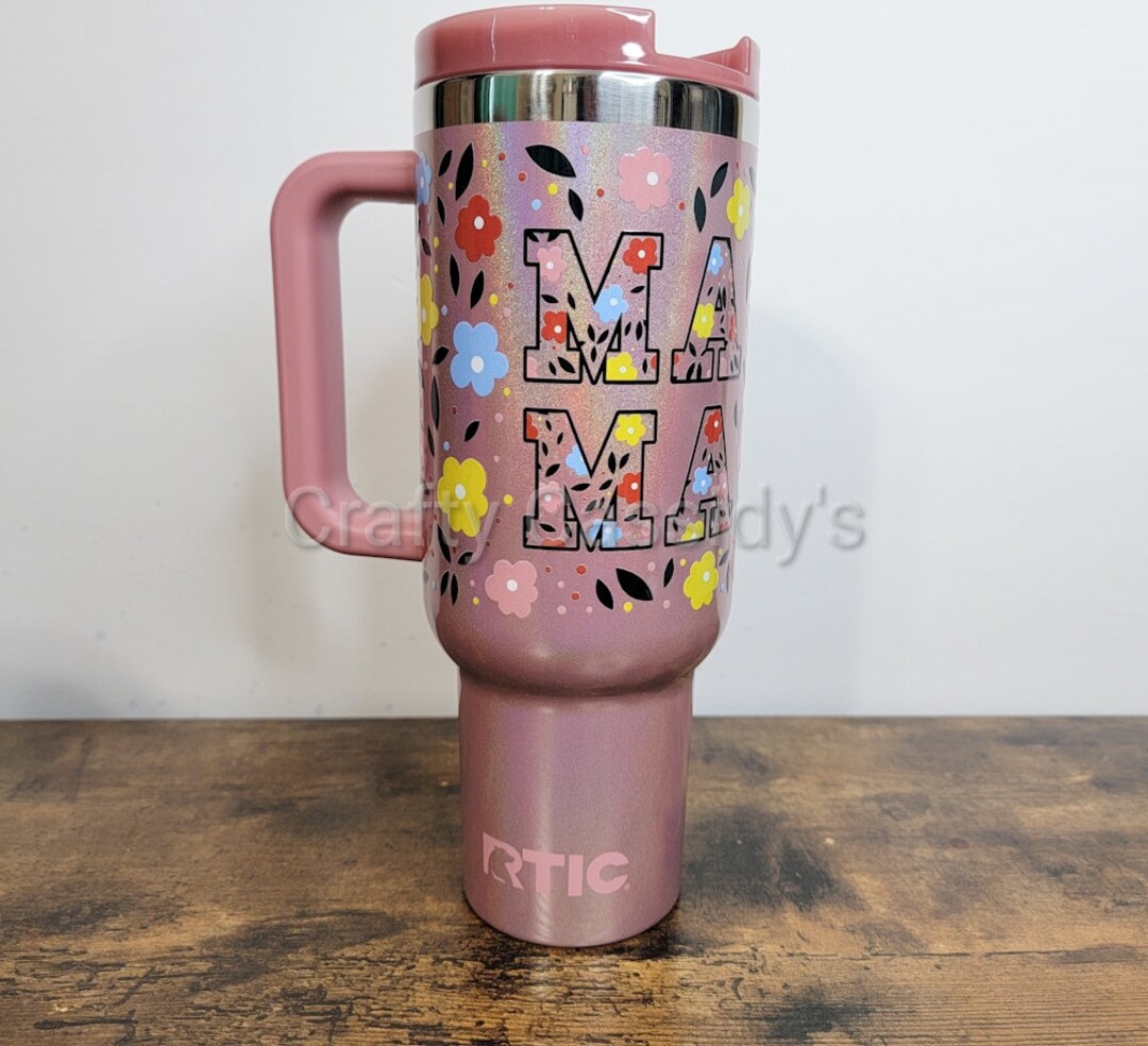 Mama Glittery Pink 40oz Rtic Tumbler 40oz Travel Mug - Etsy