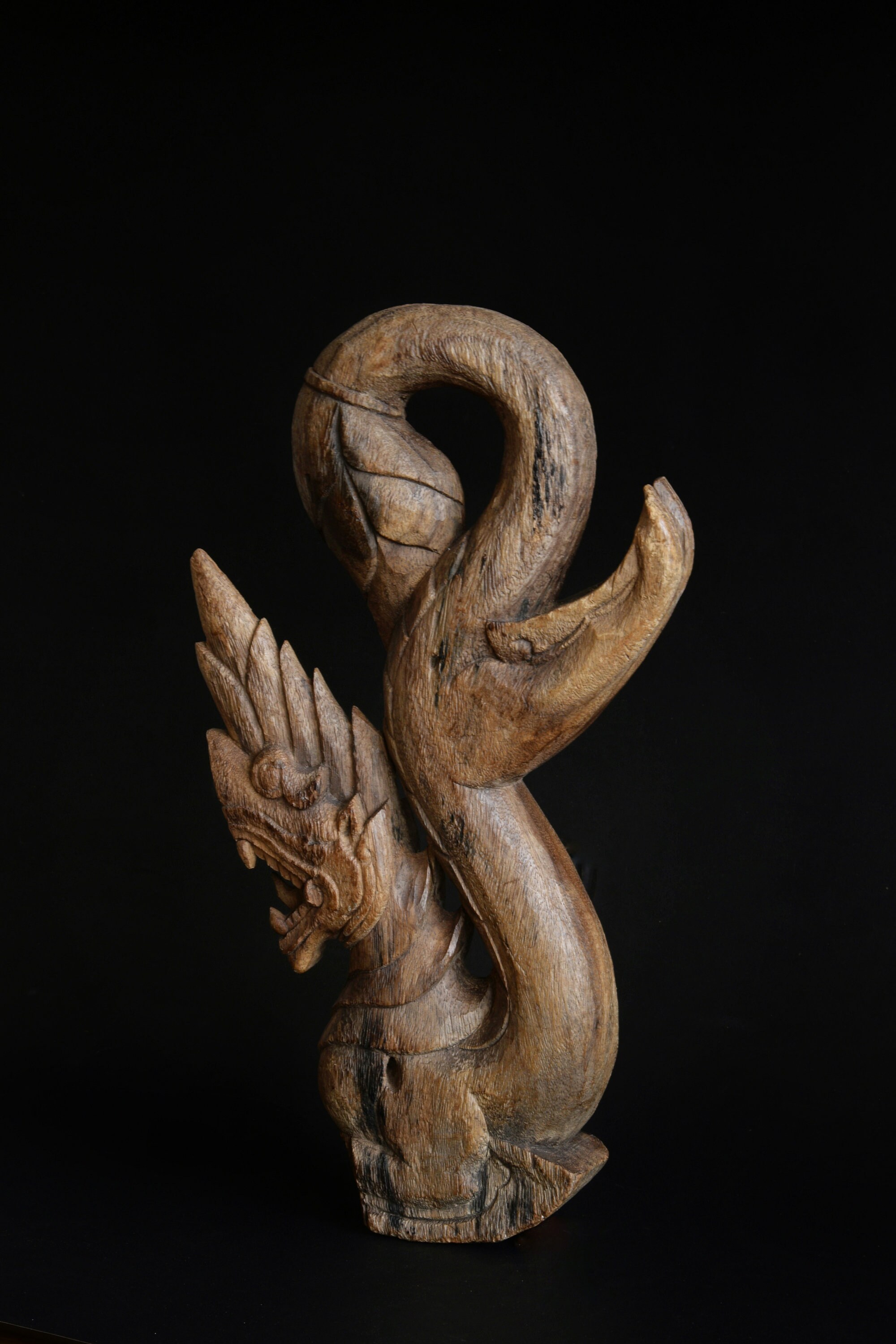 Antico Thai Naga-chofa Dragon Architettura Legno Intaglio Primitivo ...