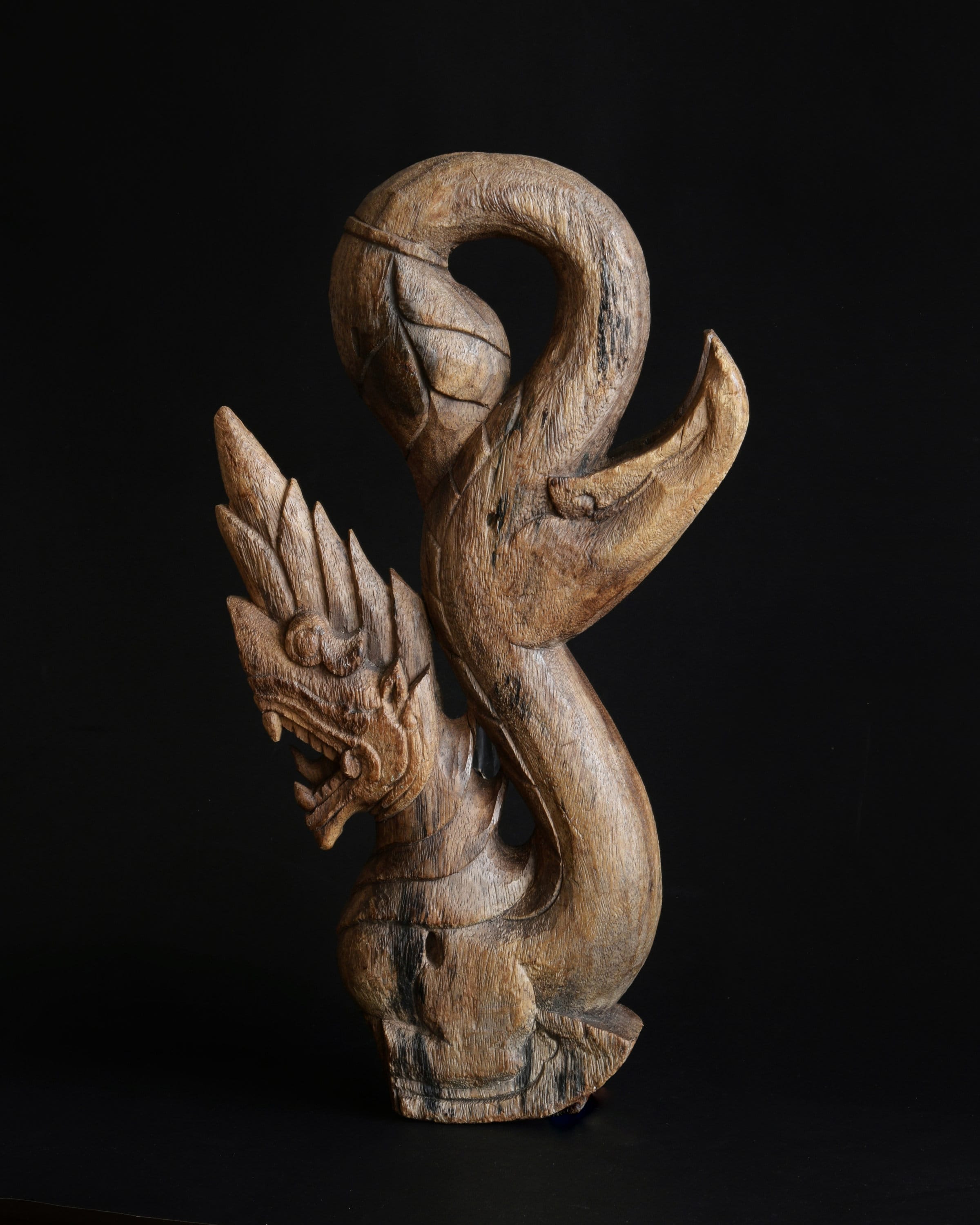 Antico Thai Naga-chofa Dragon Architettura Legno Intaglio Primitivo ...
