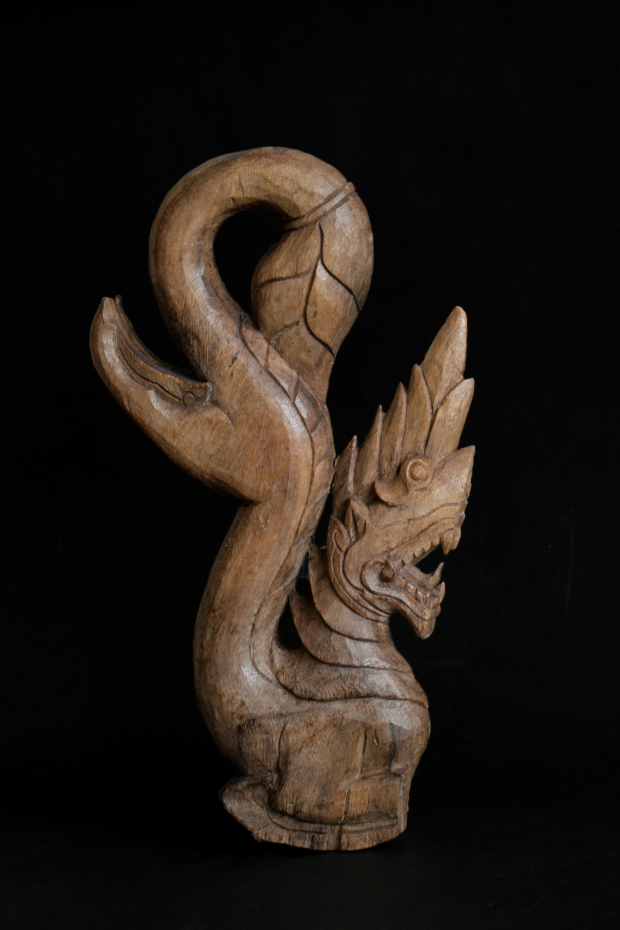 Antico Thai Naga-chofa Dragon Architettura Legno Intaglio Primitivo ...