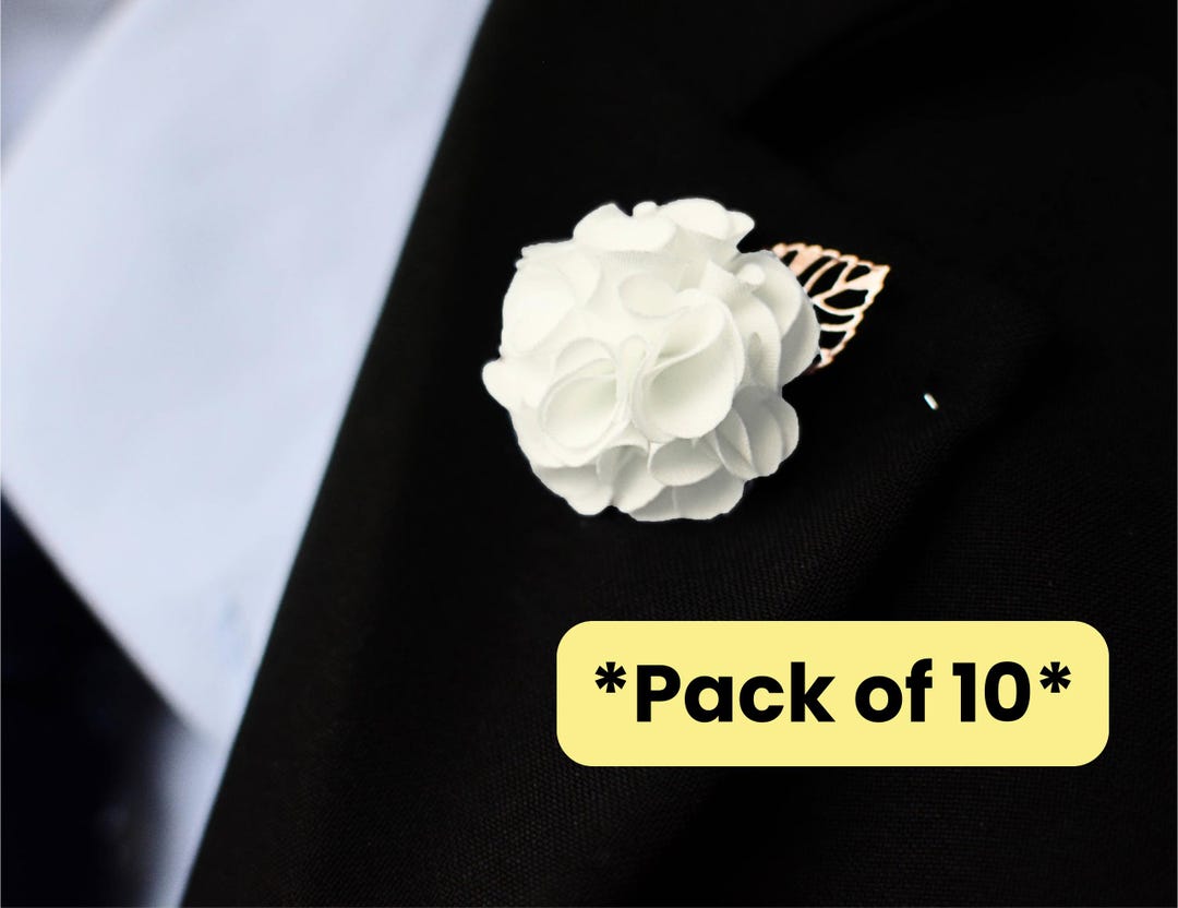 White Flower Lapel Pin for Men, Wedding Flower Lapel Pin, Suit Flower ...