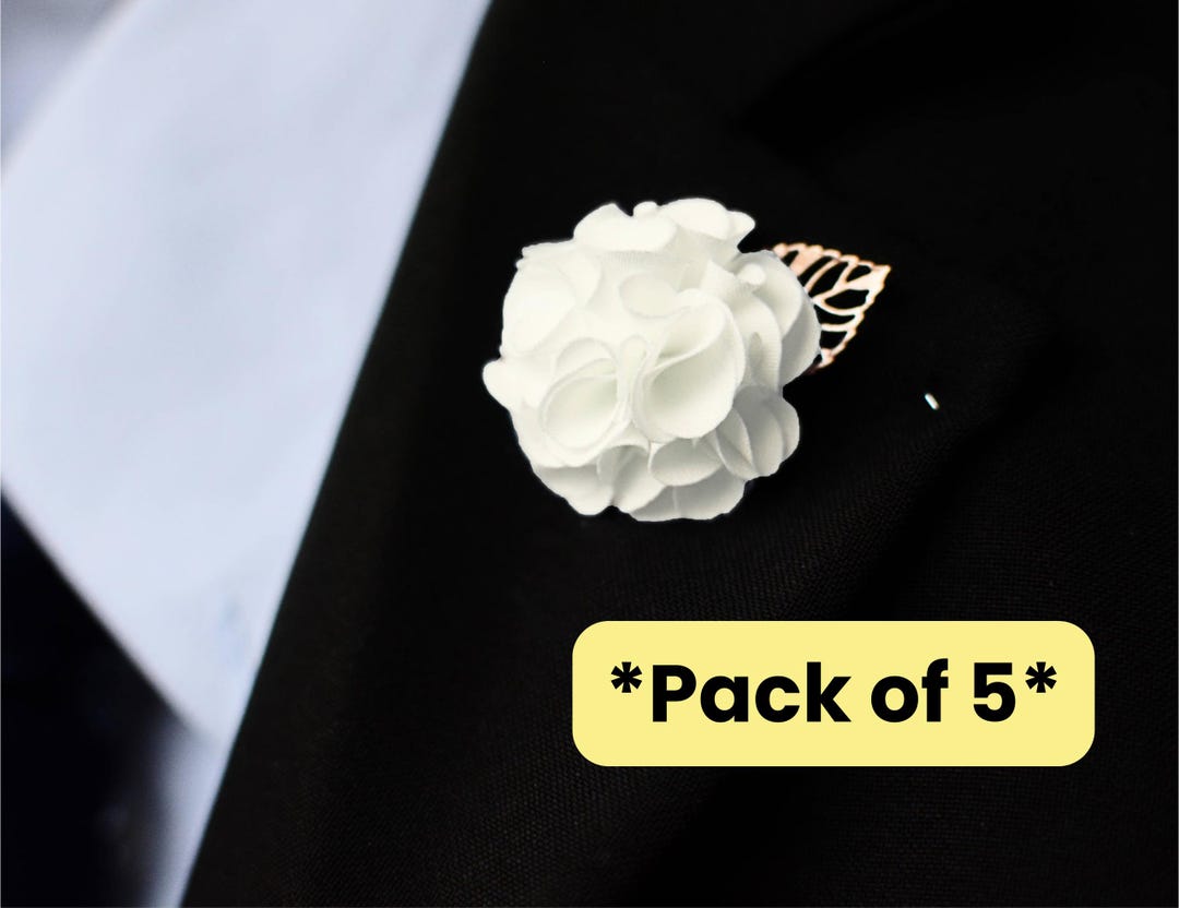 White Flower Lapel Pin for Men, Wedding Flower Lapel Pin, Suit Flower ...