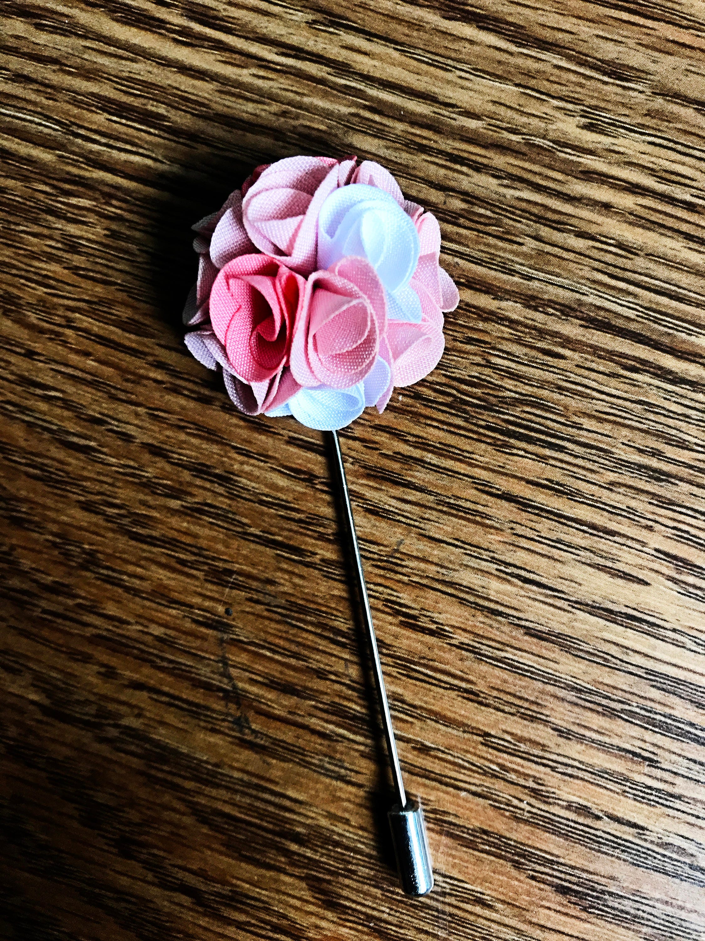 Pink and White Flower Handmade Handcrafted Lapel Pin, Fashion ...