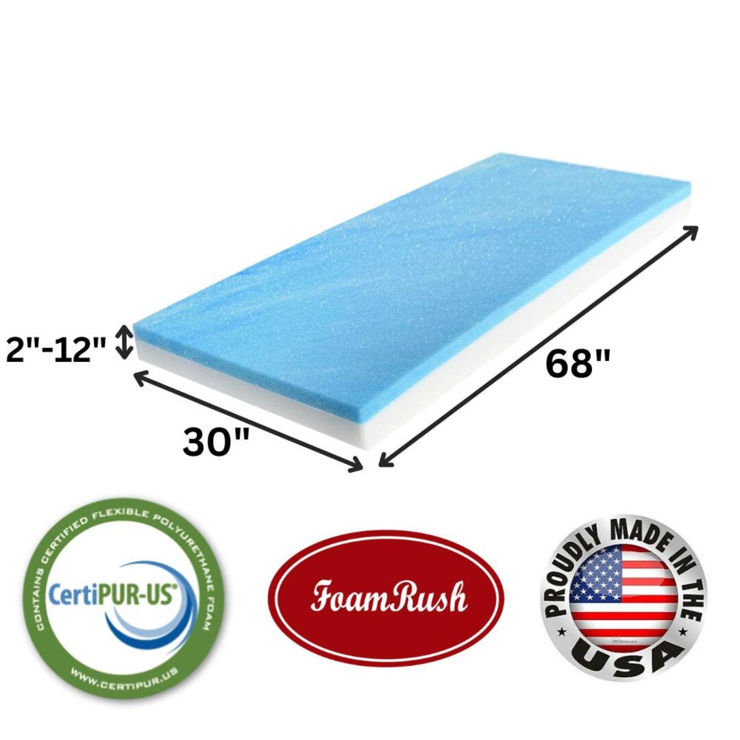 30" X 68" RV Narrow Twin Gel Memory Foam Insert With High Density ...
