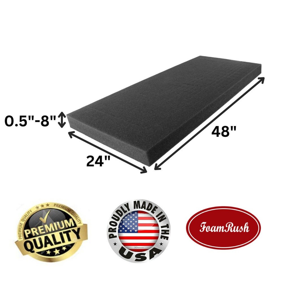 24" X 48" Charcoal High Density Upholstery Foam Cushion, Foam Padding ...