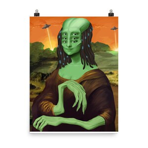 Alien Mona Lisa Trendy UFO Sci-fi Art Lover Poster - Etsy