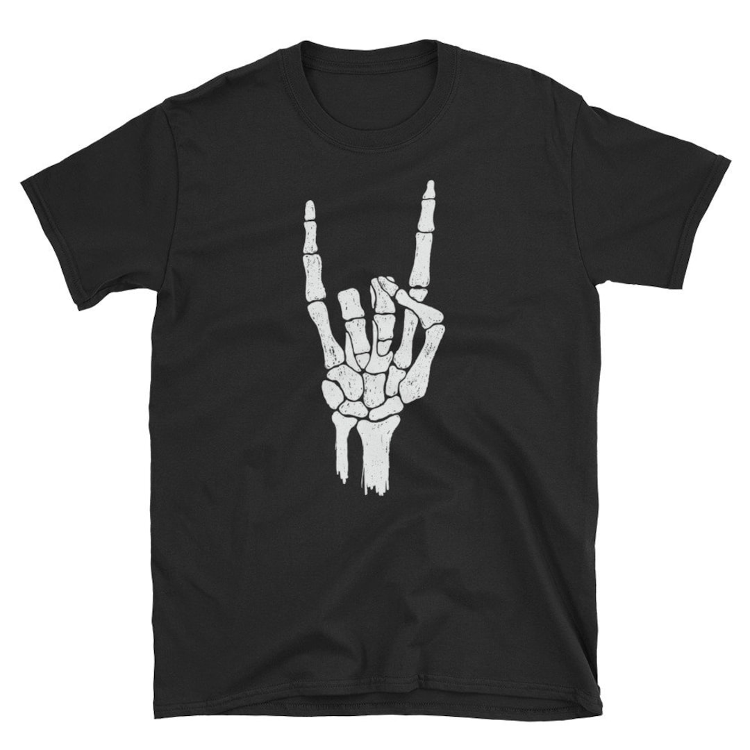 Devil Sign of the Horns Skeleton Hand Rock on Scary Halloween Short ...
