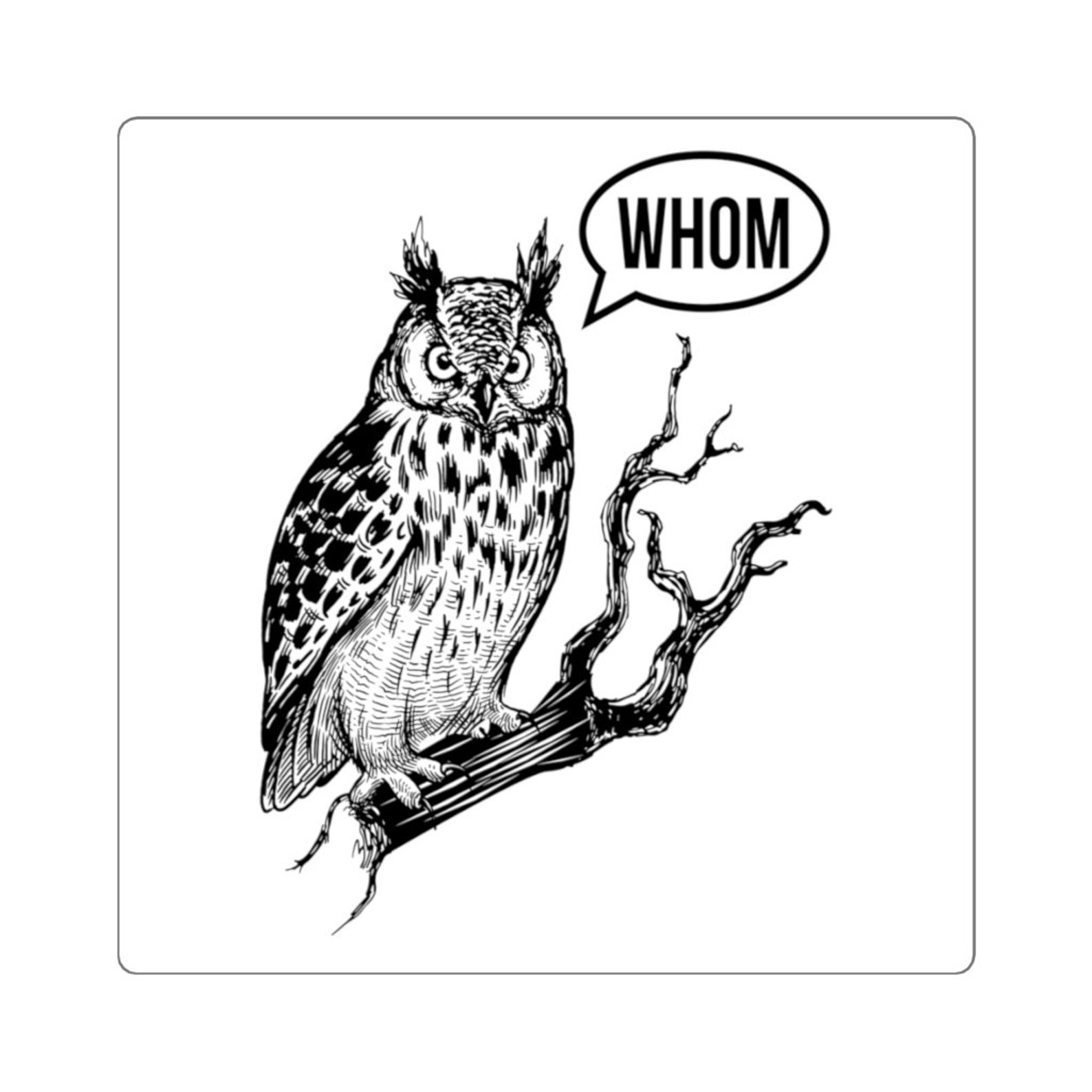 Funny Grammar English Teacher Wise Owl Whom Sticker | Etsy