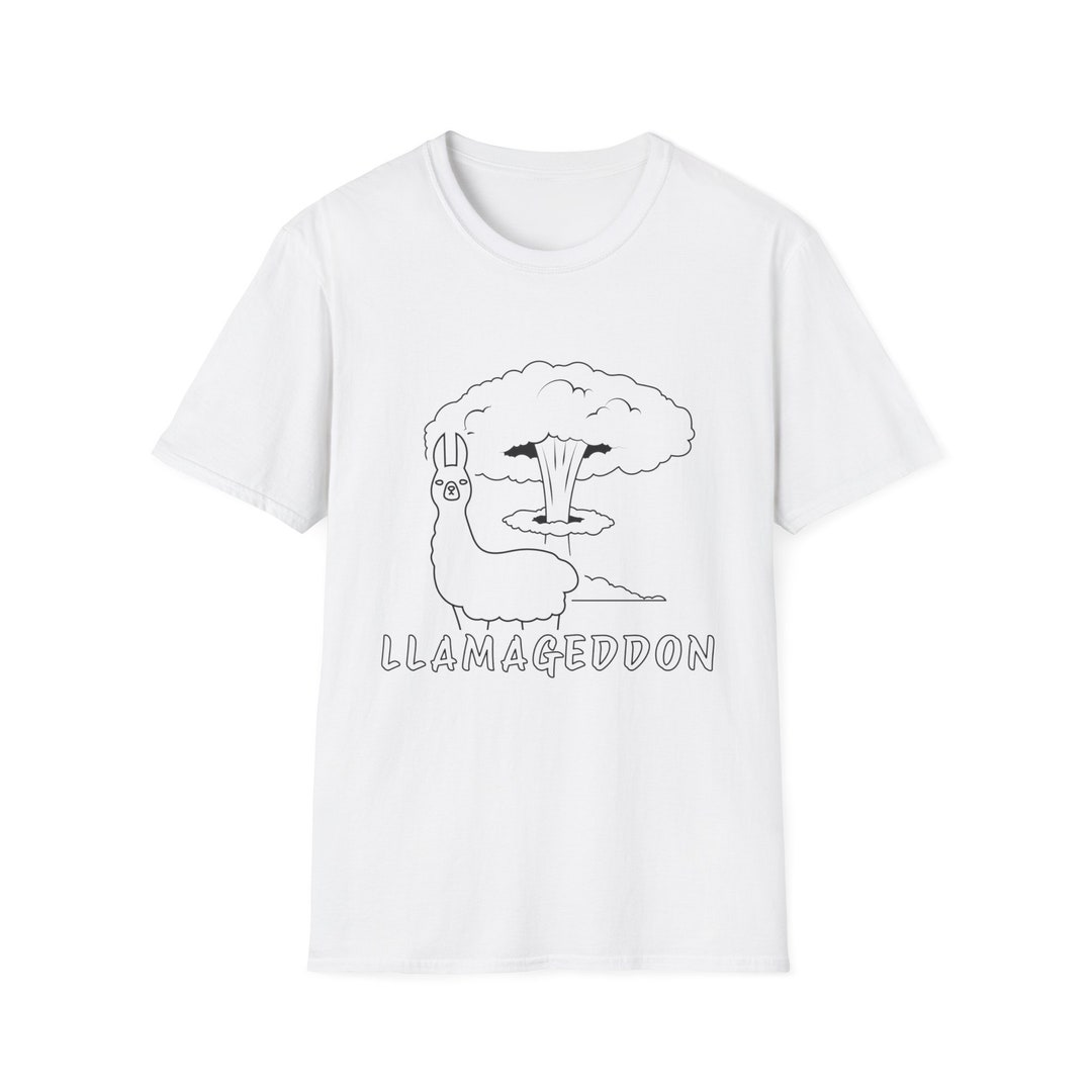 Llamageddon Apocalypse Humorous Mushroom Cloud Llama Unisex Softstyle T ...
