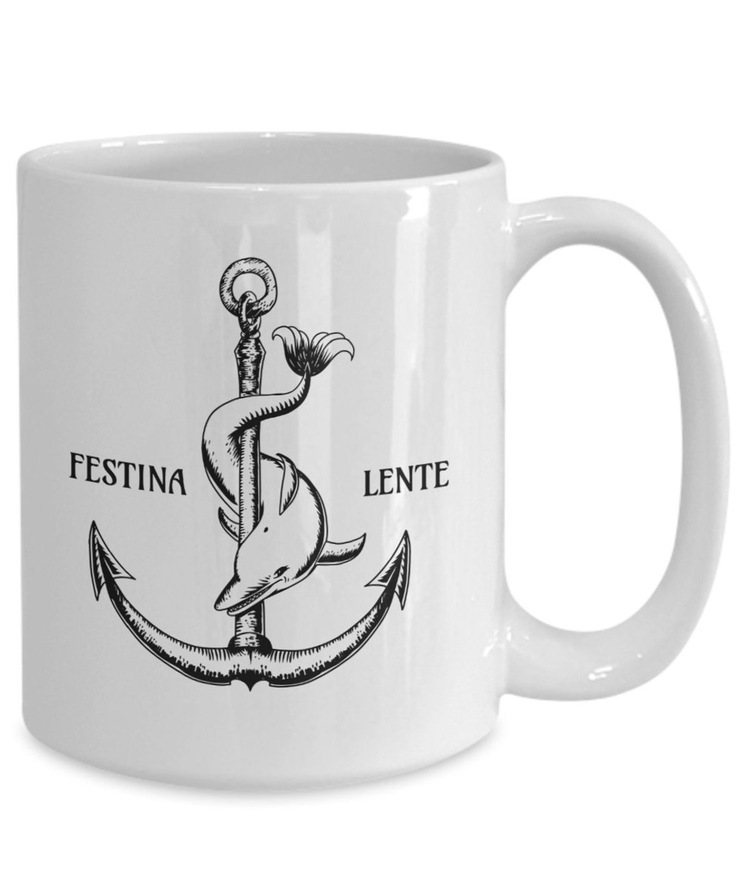 Festina Lente Symbol Anchor Dolphin Make Haste Slowly Coffee Mug - Etsy