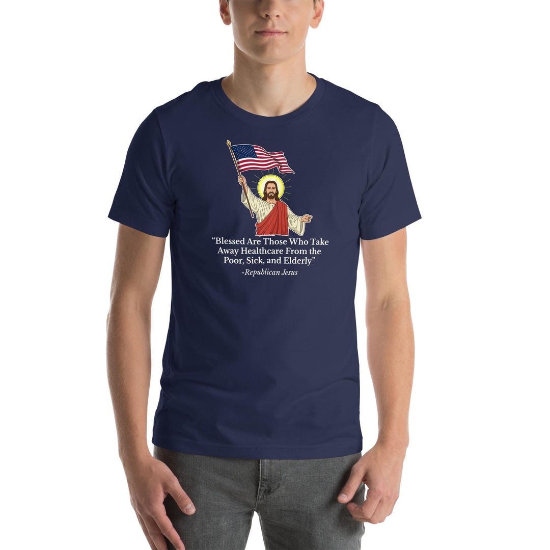 Republican Jesus Holding American Flag Protest Unisex T-shirt - Etsy