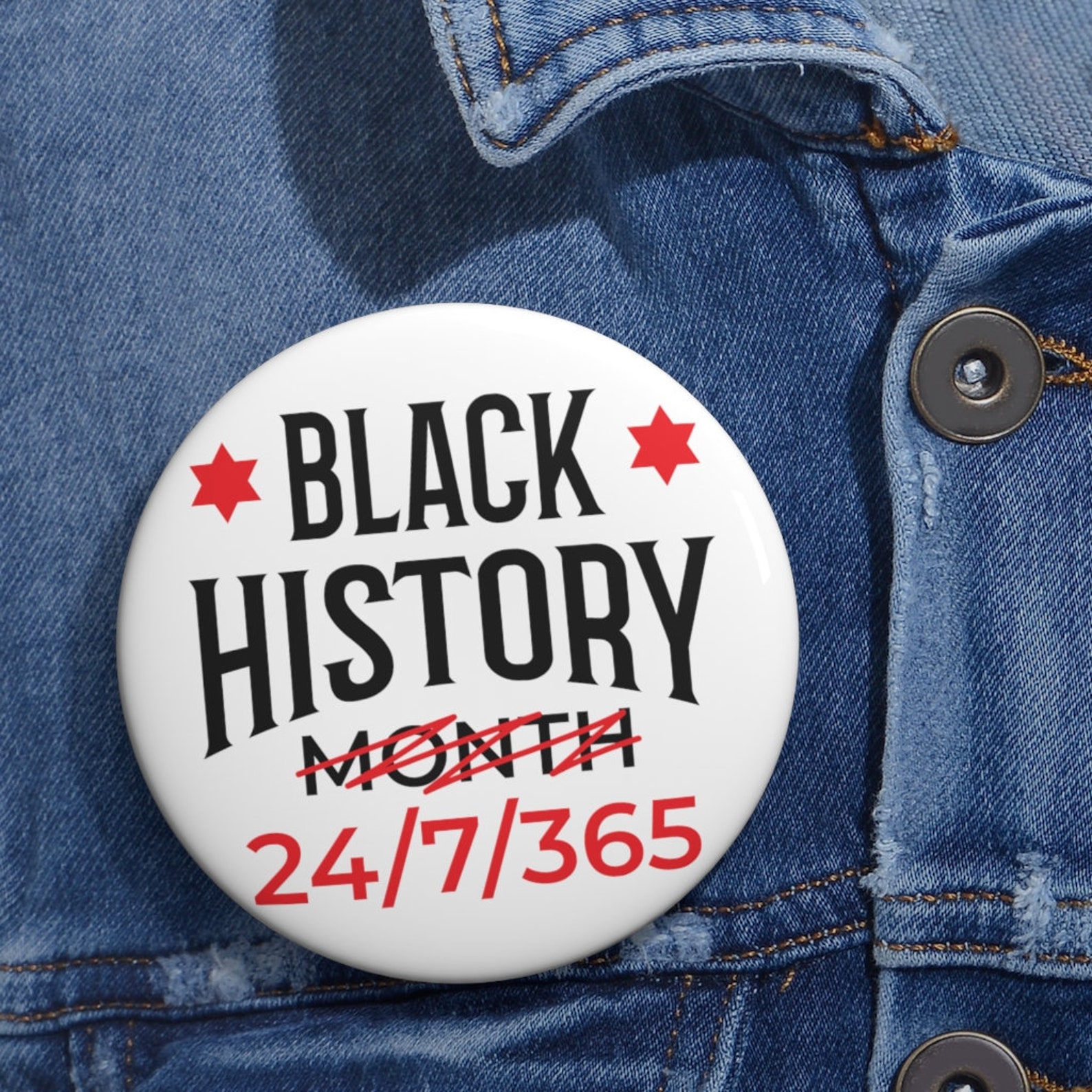 Black History Month 24 7 365 Button - Etsy