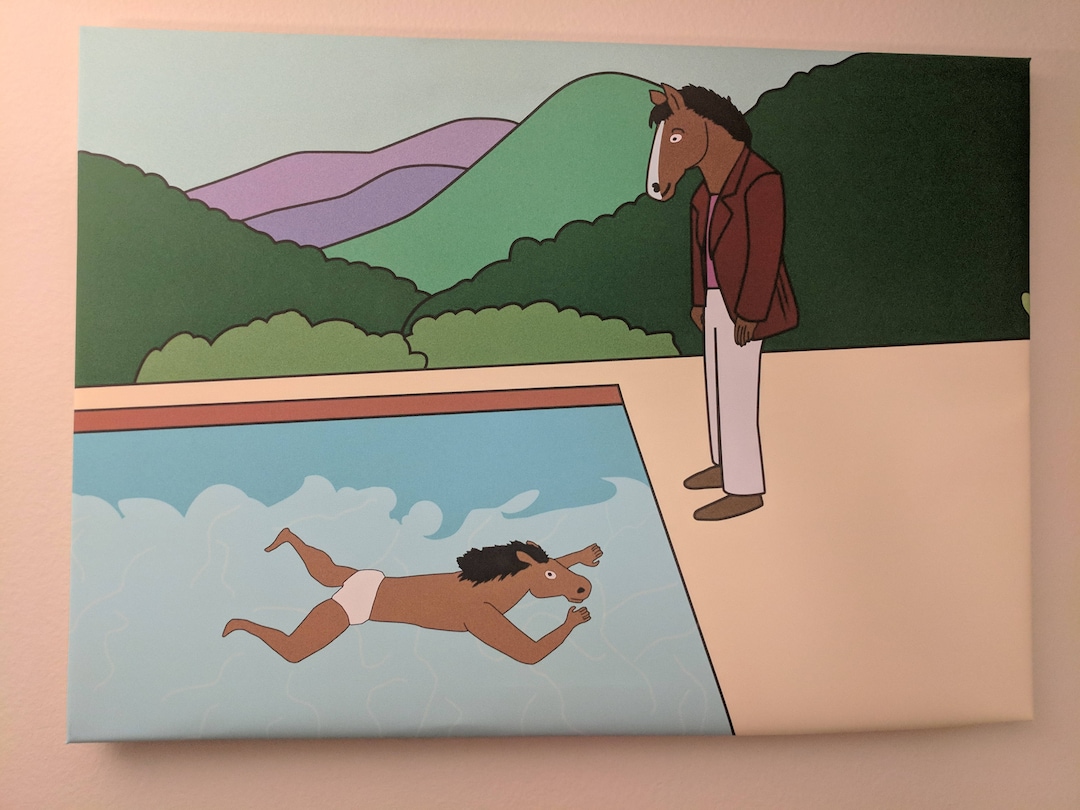 Bojack Horseman Swimming Pool Painting Hockney Canvas - Etsy