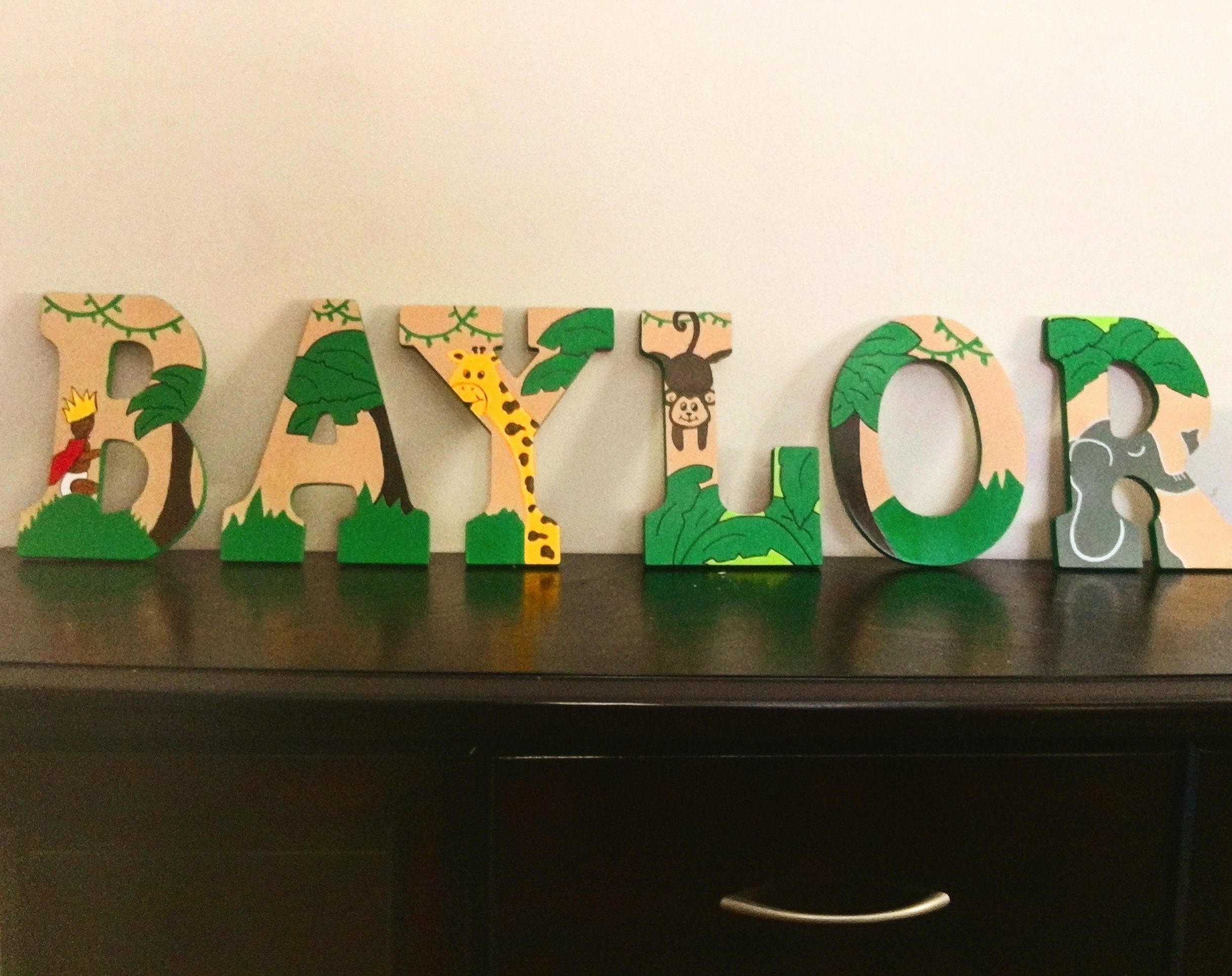 Safari Themed Wooden Letters - Etsy