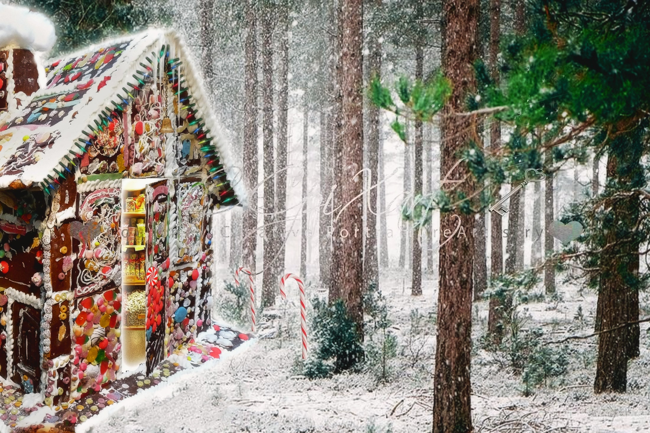 Hansel & Gretel Backdrop Gingerbread House in Forest Professional Hi ...
