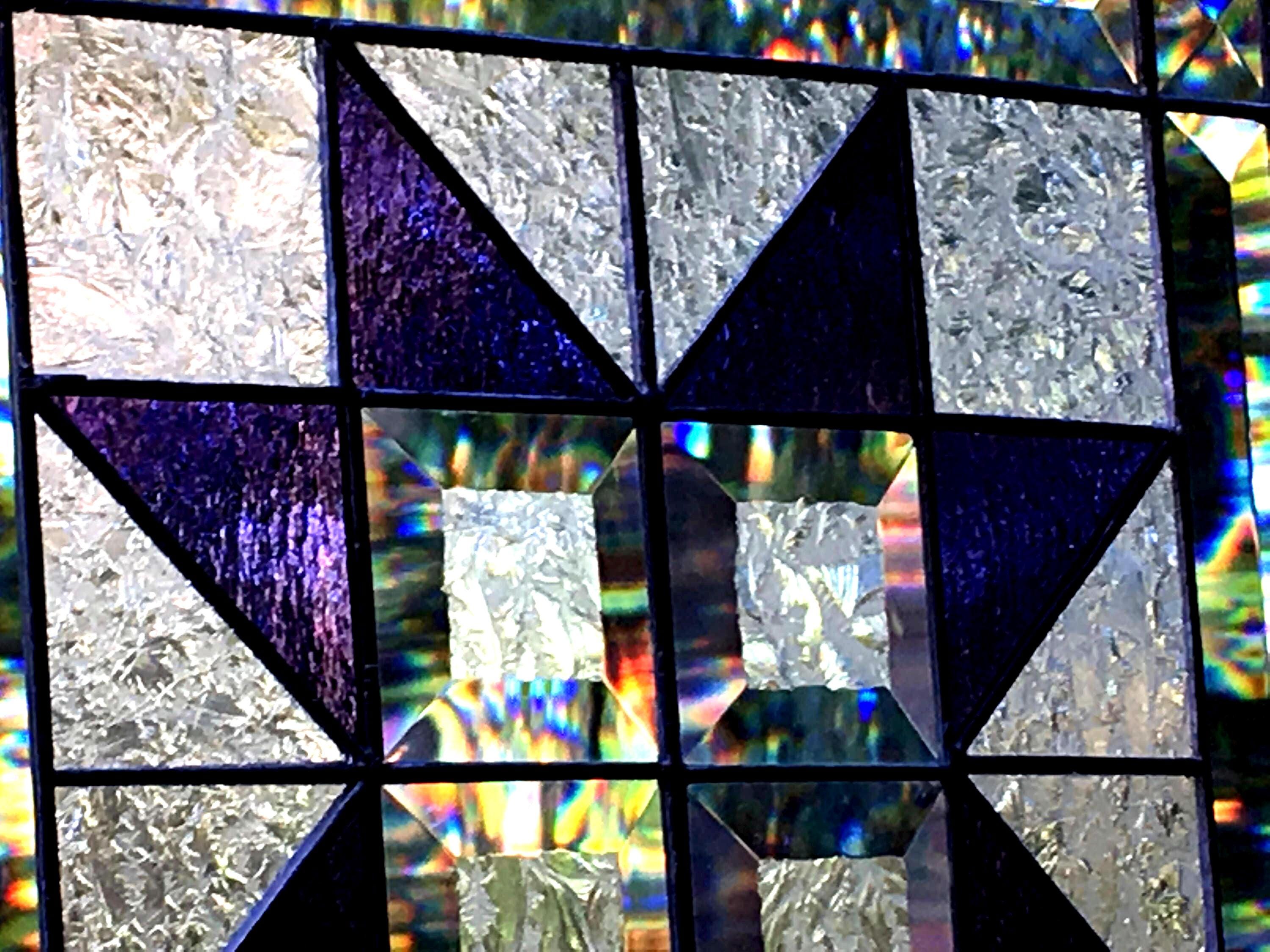 Stained Glass Window Hanging Panel Purple Star Quilt Block Pattern ...