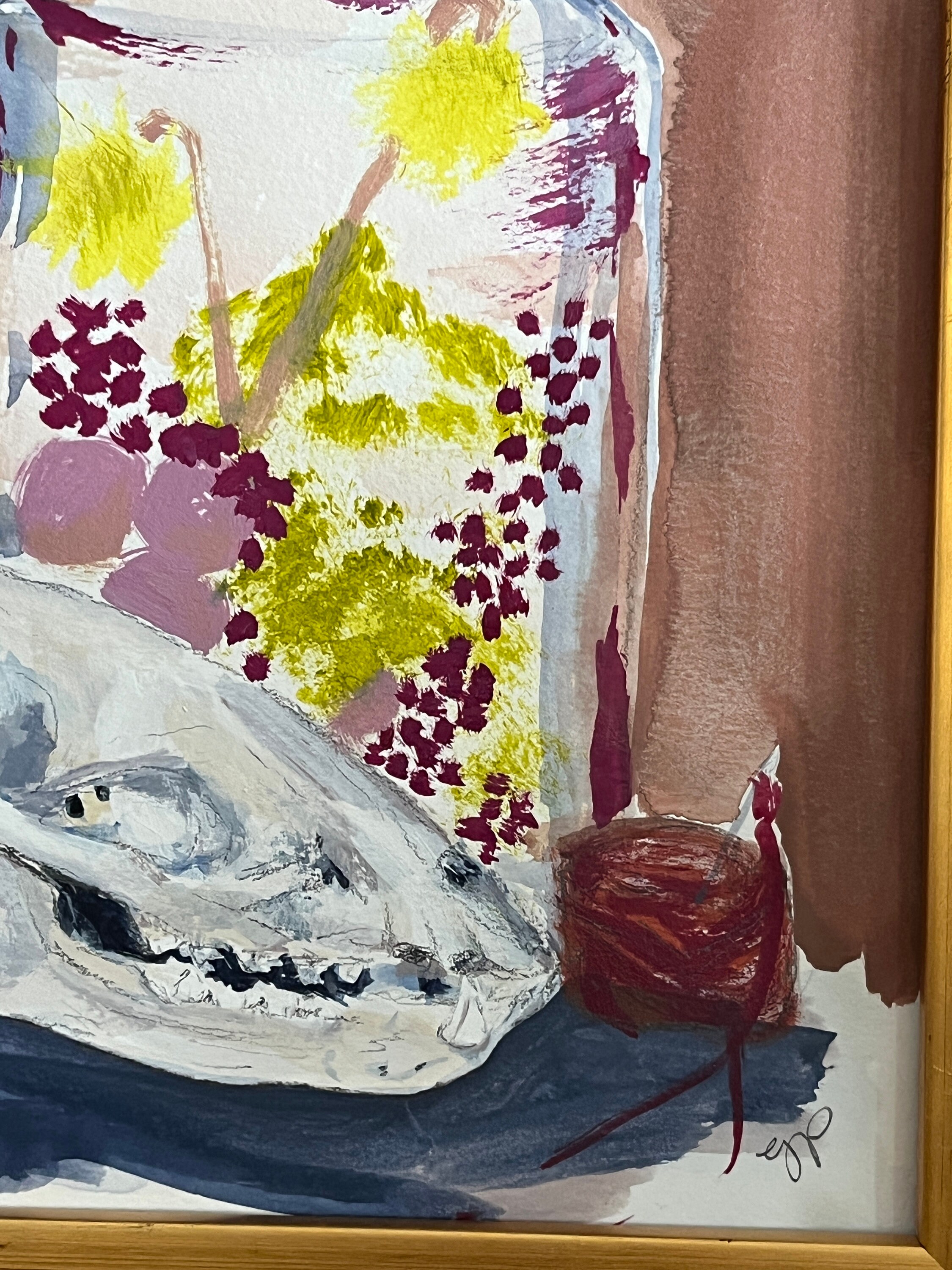 Original Painting Skull Still Life Acrylic 9x12 - Etsy