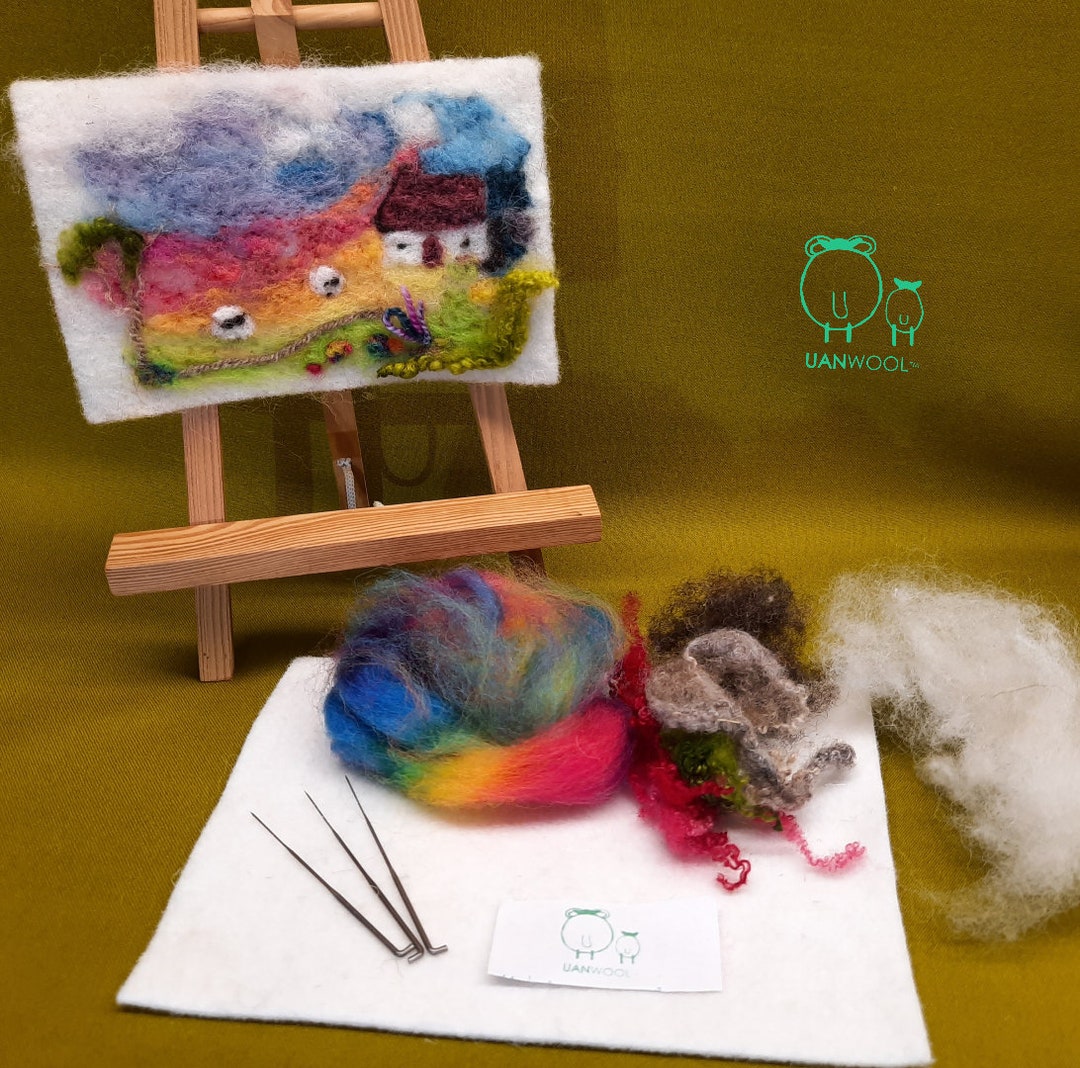 Needle Felt Kit Little House Picture Gift for Crafters, Needle Felter ...