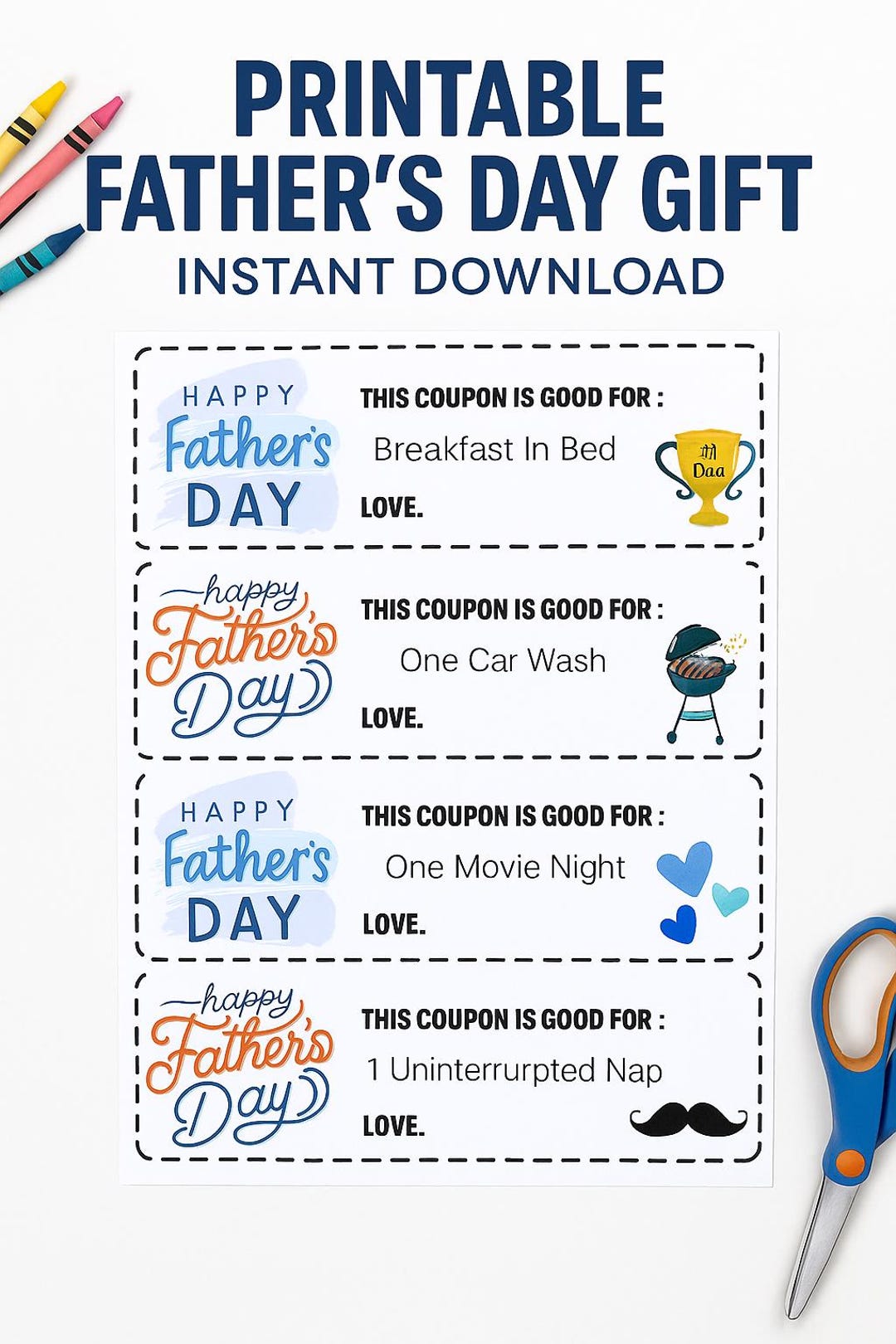 Digital Father's Day Coupon Book Printable – 8 Unique Coupons + 4 ...