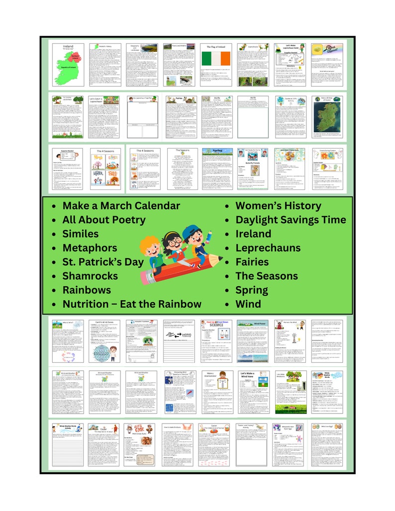 March, Unit Study, Homeschool, St. Patrick's Day, Easter, Spring, Wind ...