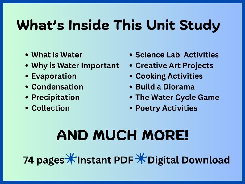 The Water Cycle, Unit Study, Homeschool, Printable, Digital, Teaching ...