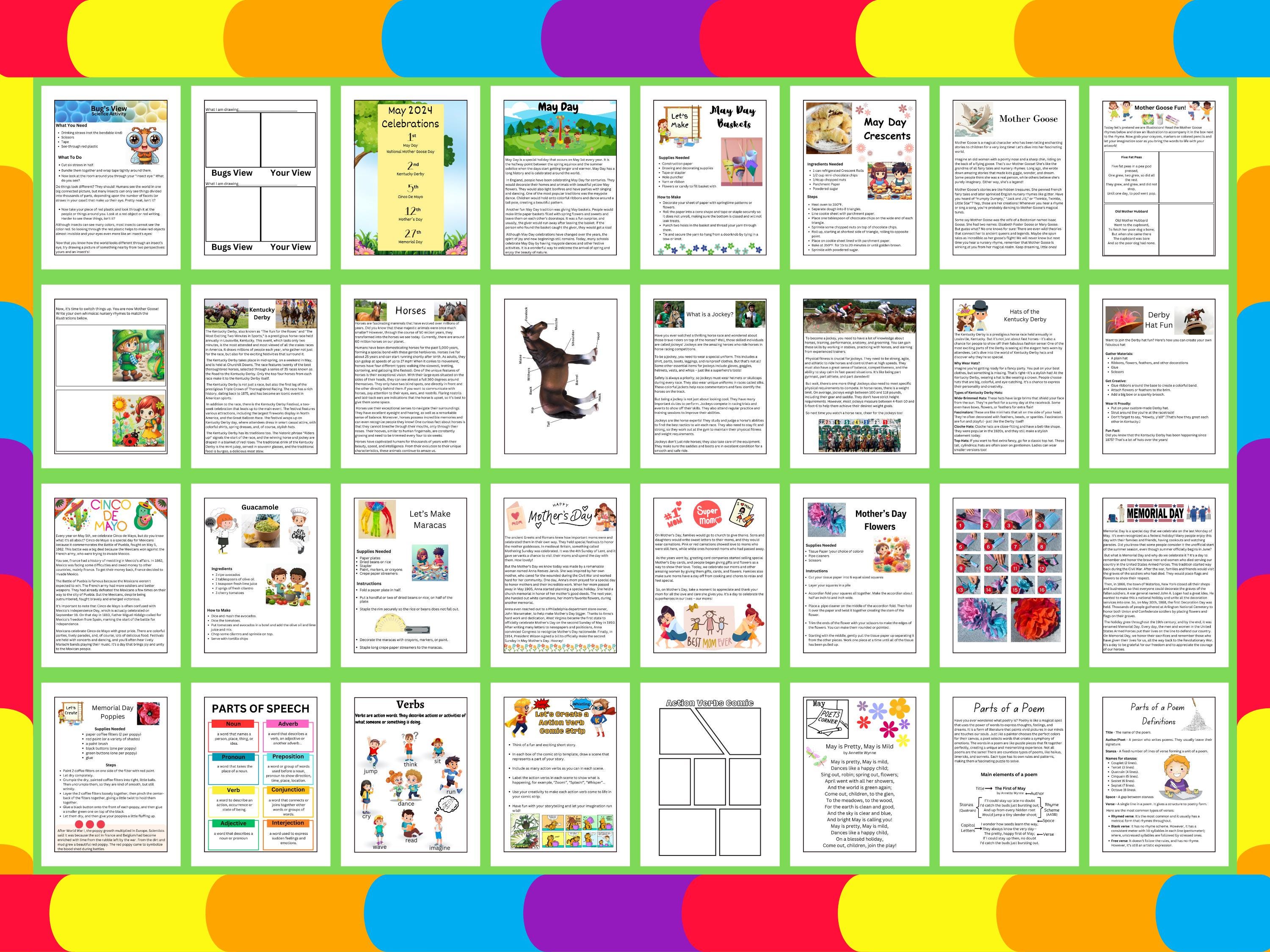 May, Unit Study, Homeschool, Printable, Ladybug, Butterfly, Grasshopper ...