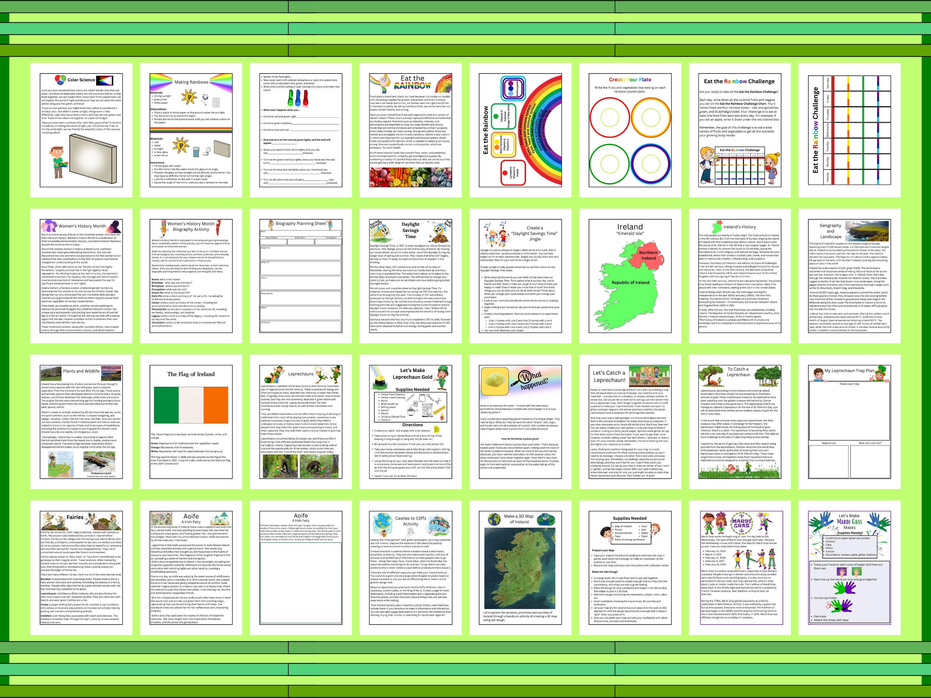 March, Unit Study, Homeschool, St. Patrick's Day, Printable, Spring ...