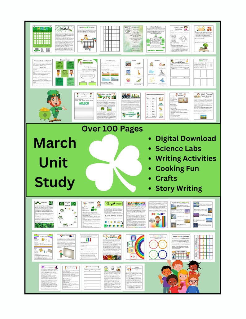 March, Unit Study, Homeschool, St. Patrick's Day, Easter, Spring, Wind ...