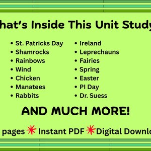 March, Unit Study, Homeschool, St. Patrick's Day, Printable, Spring ...