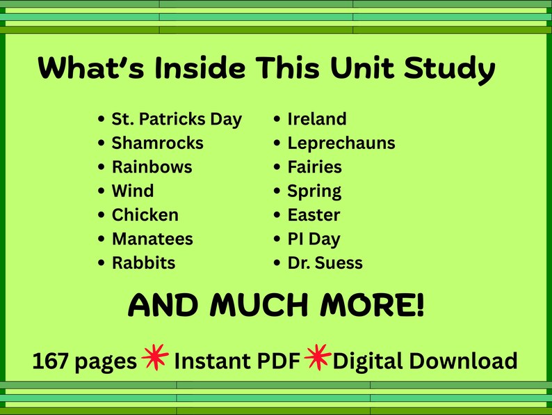 March, Unit Study, Homeschool, St. Patrick's Day, Printable, Spring ...