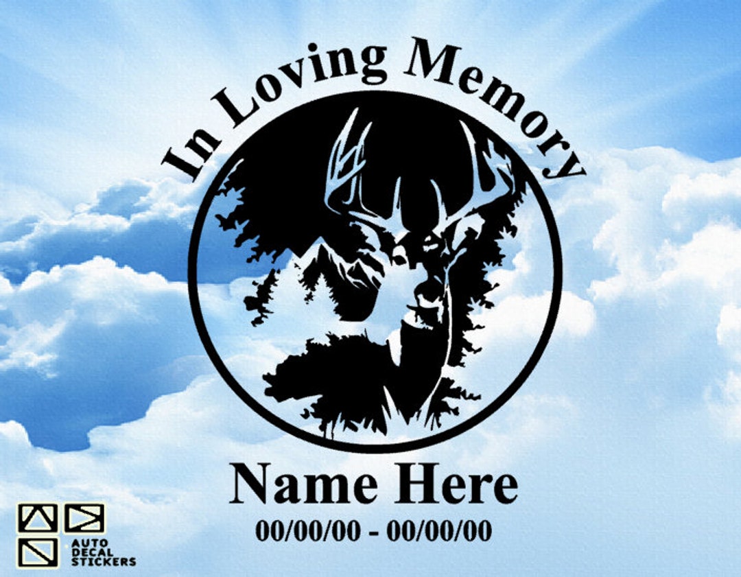 In Loving Memory of Hunting Deer Buck Antlers Vinyl Die-cut Window ...