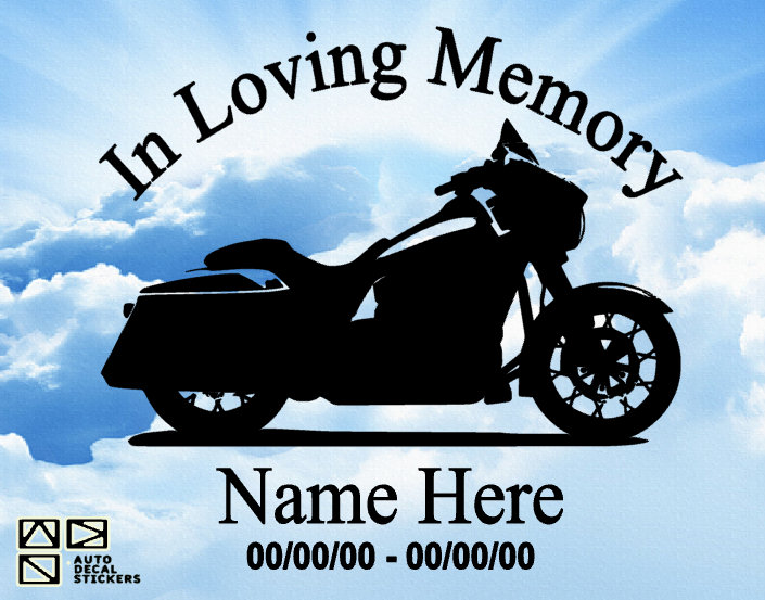 Memorial Harley Motorcycle Vinyl Decal Window Sticker Loving Memory Rip ...