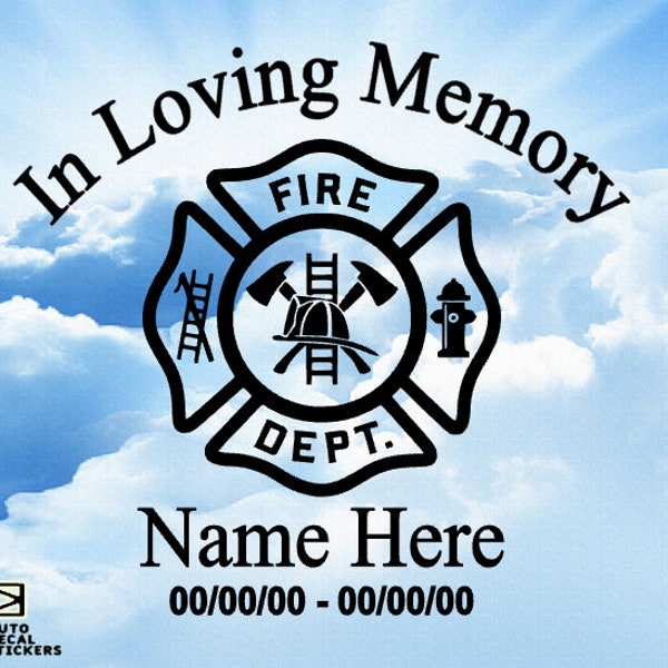 Custom Car Decal in Memory Firefighter - Etsy