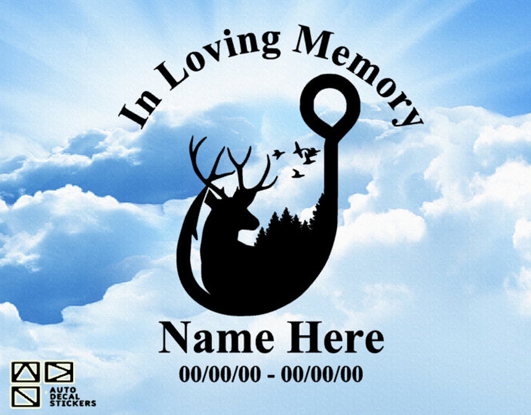 In Loving Memory Vinyl Decal, Customized Name and Date Sticker, Fishing ...