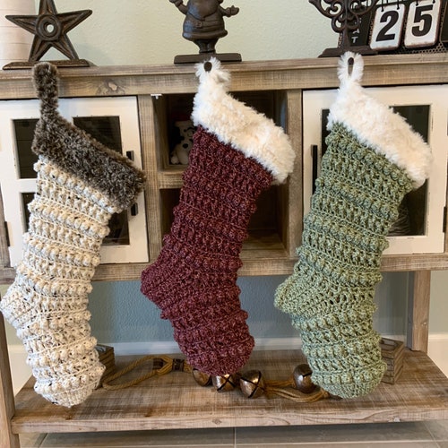 Crocheted Farmhouse Christmas Stocking. | Etsy