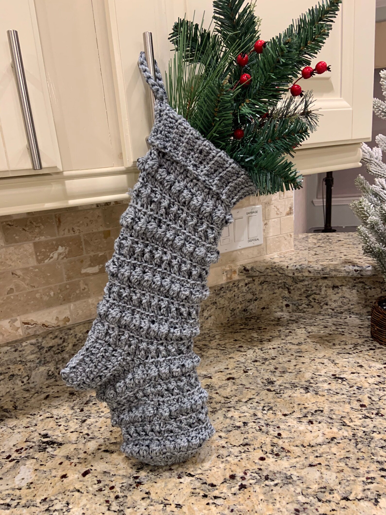 Crocheted Farmhouse Christmas Stocking. - Etsy