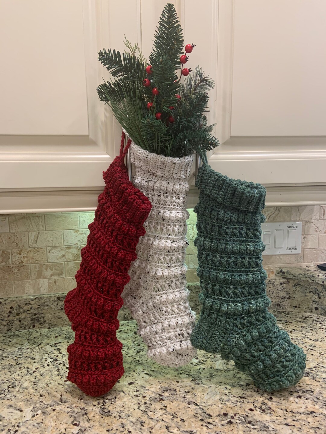 Crocheted Farmhouse Christmas Stocking. - Etsy