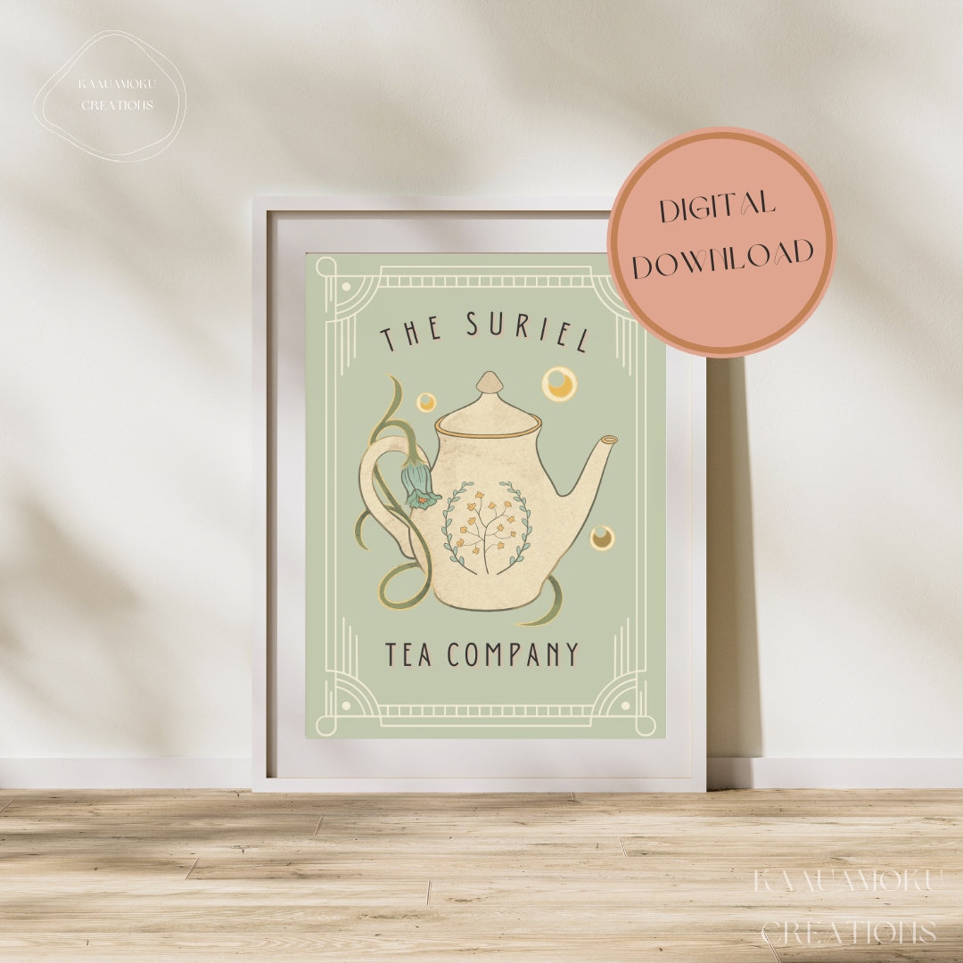 The Suriel Tea Company Print | ACOTAR | Bookish | Tea Kettle Wall Art ...