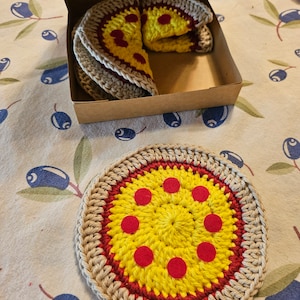 Crochet Pizza Coasters - Etsy