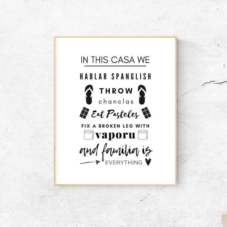 Puerto Rican Family Wall Art in This Casa We Hablar Spanglish, Eat ...