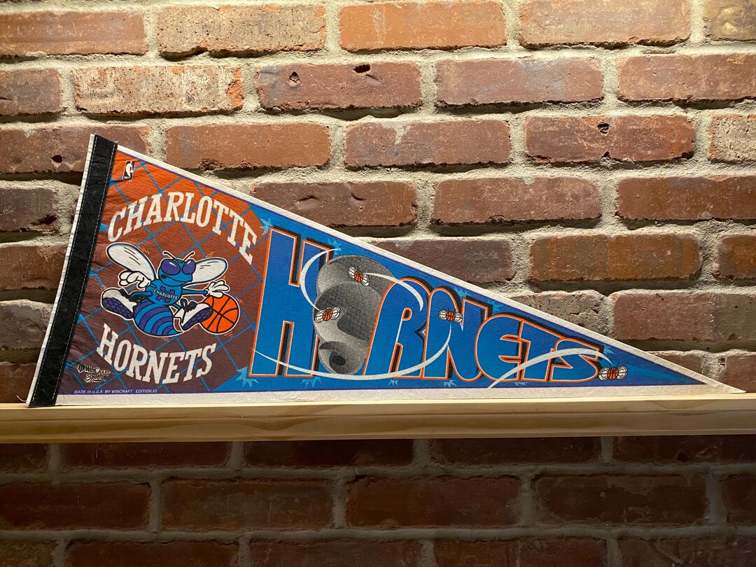 1990s Charlotte Hornets NBA Large Vintage Pennant – Authentic Sports ...