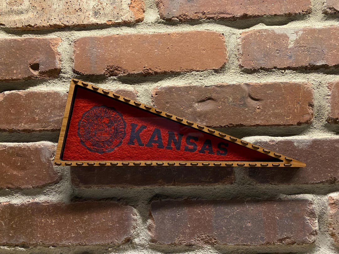 Framed 1950s University of Kansas Jayhawks Vintage NCAA Mini Pennant ...