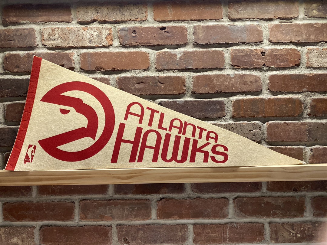 1980s Atlanta Hawks NBA Large Vintage Pennant – Authentic Sports ...