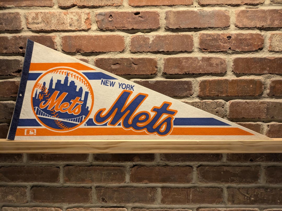 1980s New York Mets MLB Large Vintage Pennant - Authentic Sports ...