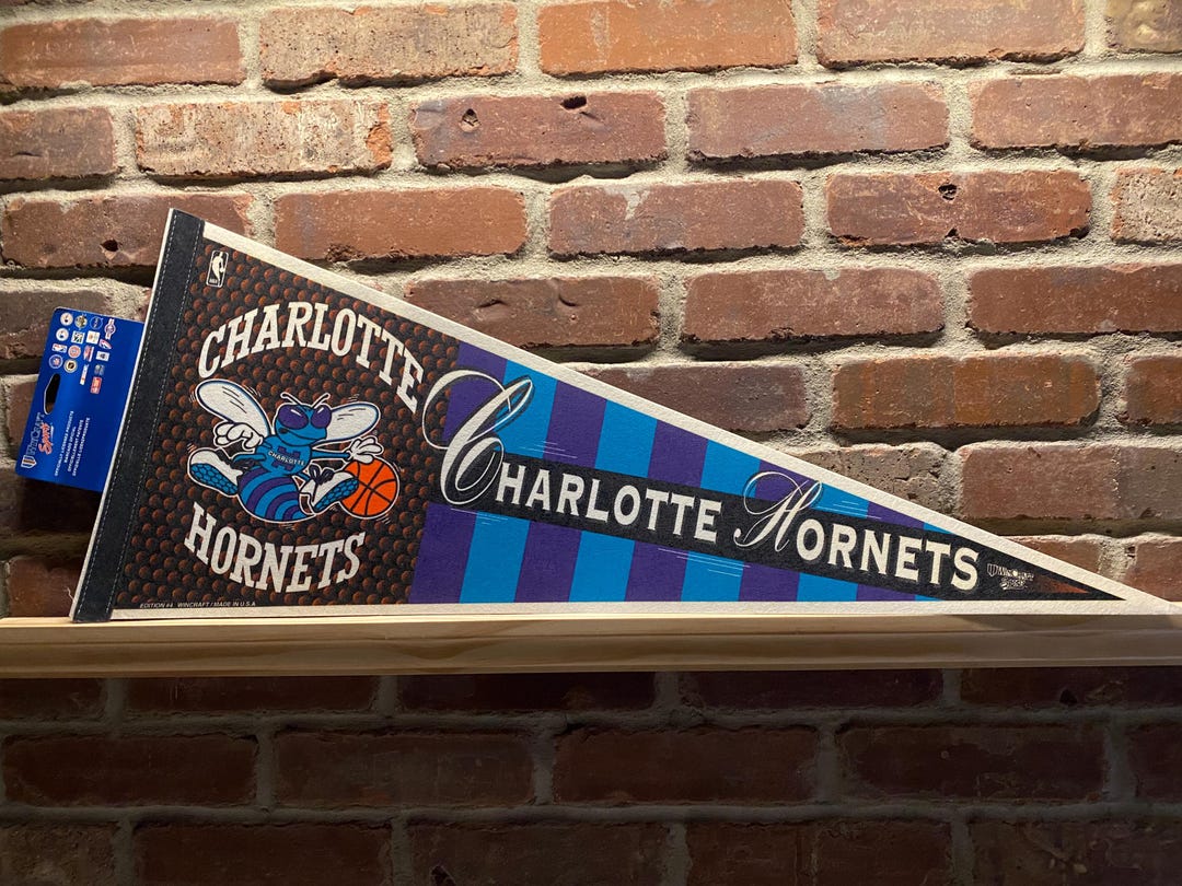 1990s Charlotte Hornets NBA Large Vintage Pennant – Authentic Sports ...